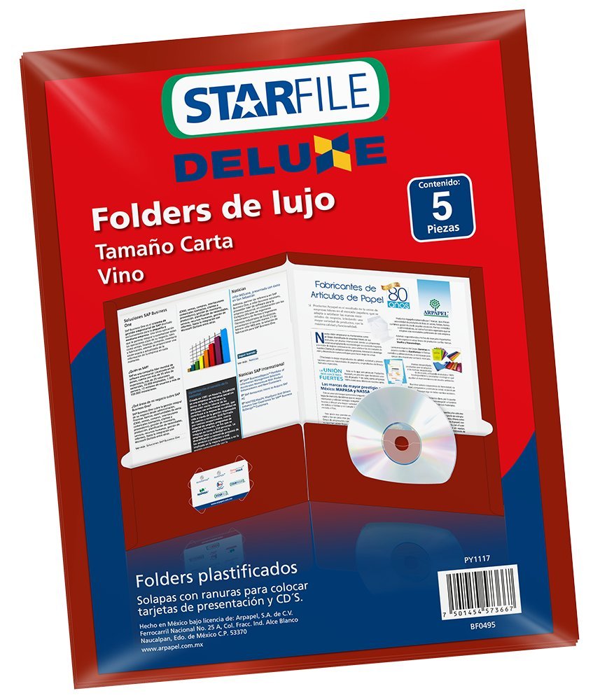 Folder Starfile Plast. Cta. Vino 23.5X29.5 Mult 12P PAQ.5