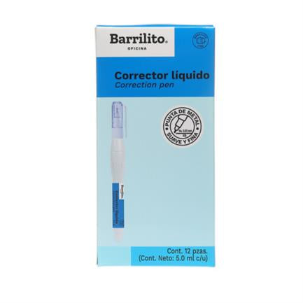 Corrector Líquido Barrilito Bolígrafo 5ml Caja C/12 Pzas – Venpli MX