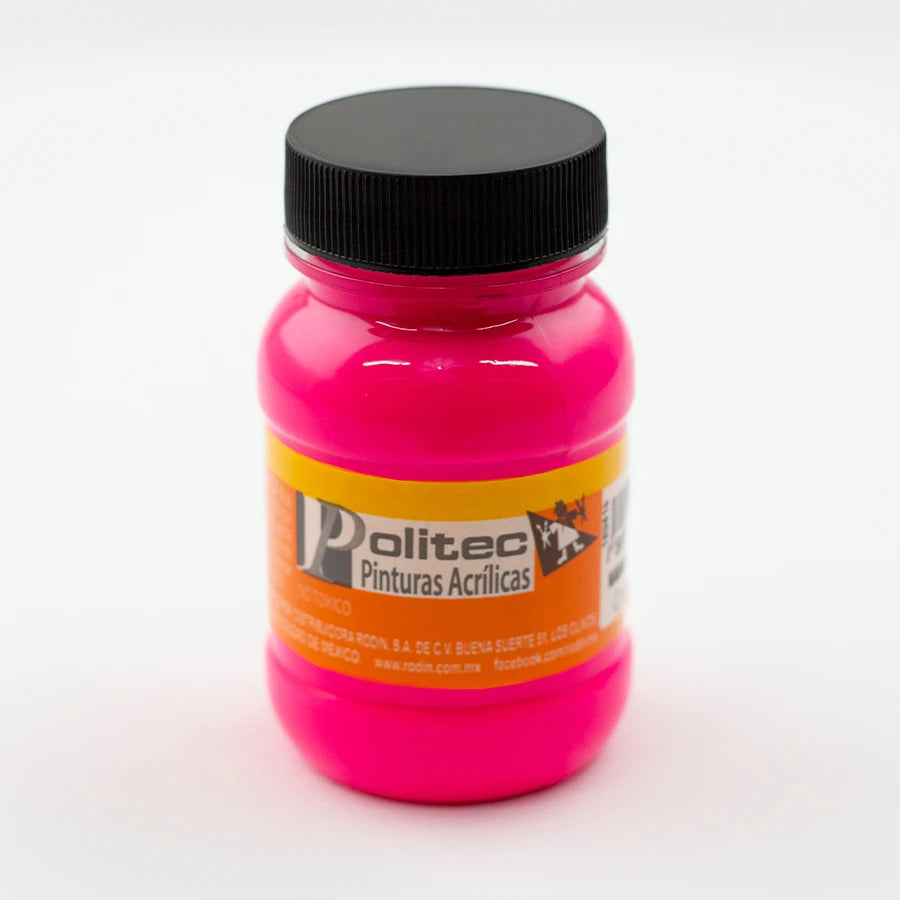 Pintura Acrilica Politec Rosa fluorescente 100ml No 806 Caja c/6 pieza ...
