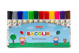 Marcador Baco Base Agua Bacolin Lavable c/12 Colores