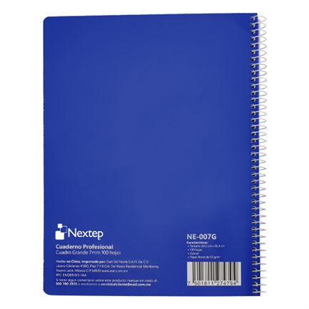 Cuaderno Nextep Profesional Cuadro C7 100 Hojas Espiral – Venpli MX