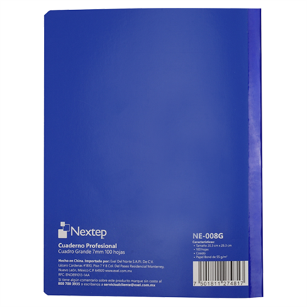 Cuaderno Nextep Profesional Cuadro C7 100 Hojas Cosido – Venpli MX