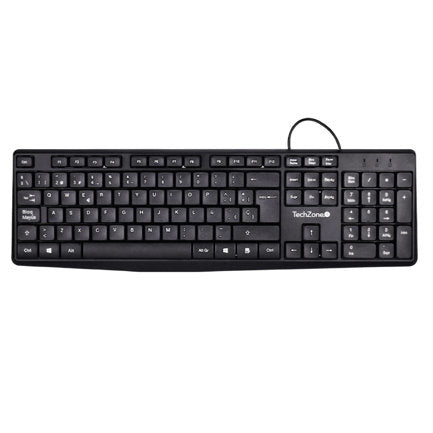 TECLADO ALAMBRICO TECHZONE BASICO NEGRO DE ABS 105 TECLAS QWERTY LONGI ...