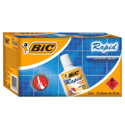Corrector Líquido BIC Rapid 20ml C/10 Pzas – Venpli