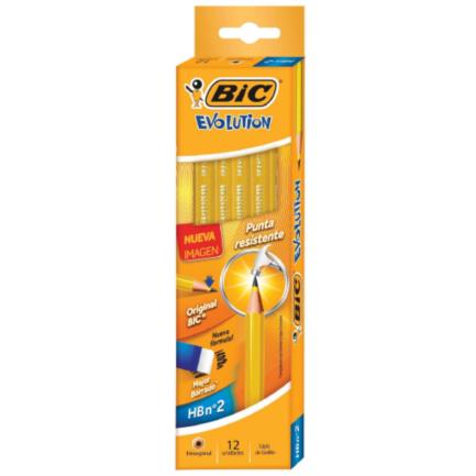 Lápiz BIC Evolution HB2 Hexagonal Amarillo C/12 Pzas – Venpli